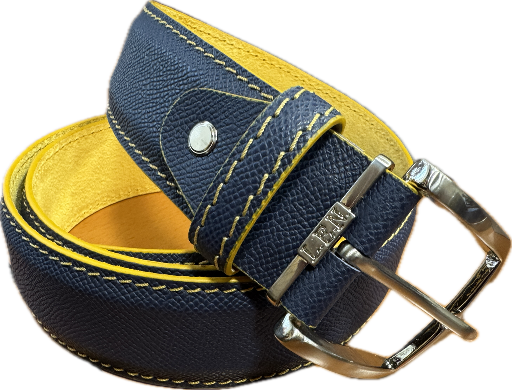 L.E.N. Epson Calf in Navy w/Gold Alcatrana Lining and Stitch Edge