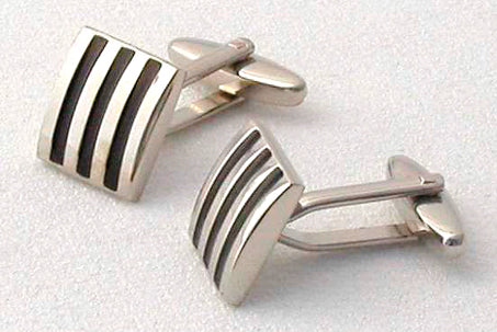 Vertical Black Striped Cufflinks